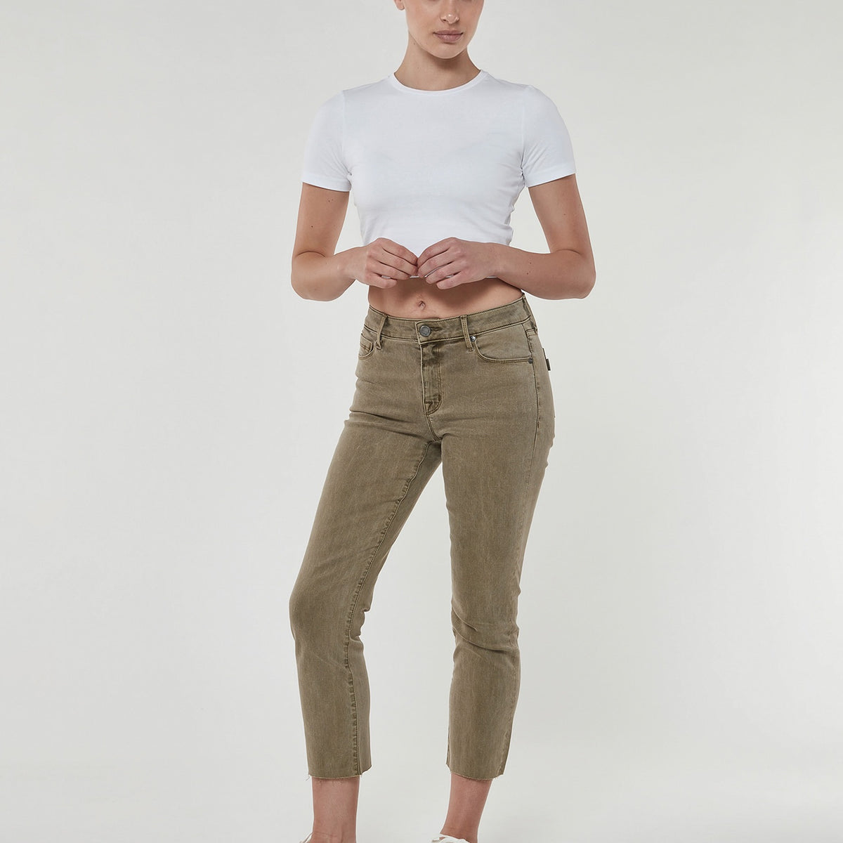 Byron Crop Straight w/Raw Hem in Army – Parker Smith